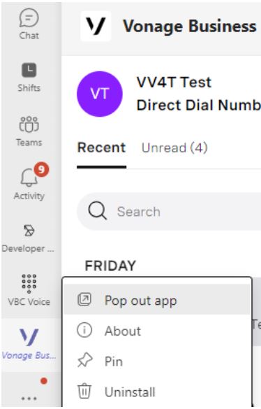 Vonage Business Cloud | Answer | VBC for Microsoft Teams Messaging App