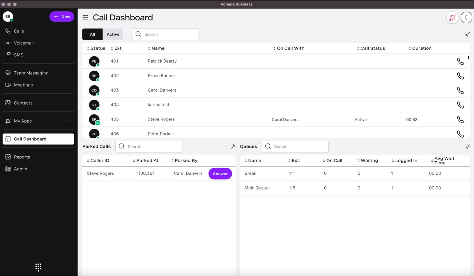 Vonage Business Cloud | Answer | Call Park and Visual Call Park