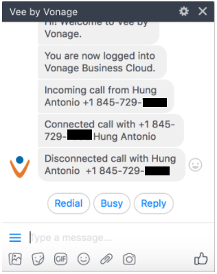 Vonage Business Cloud | Answer | Vee for Workplace