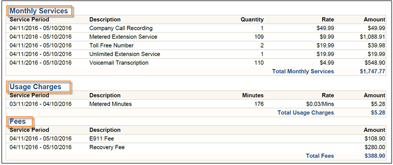 Vonage Business Cloud | Answer | Your Vonage Bill