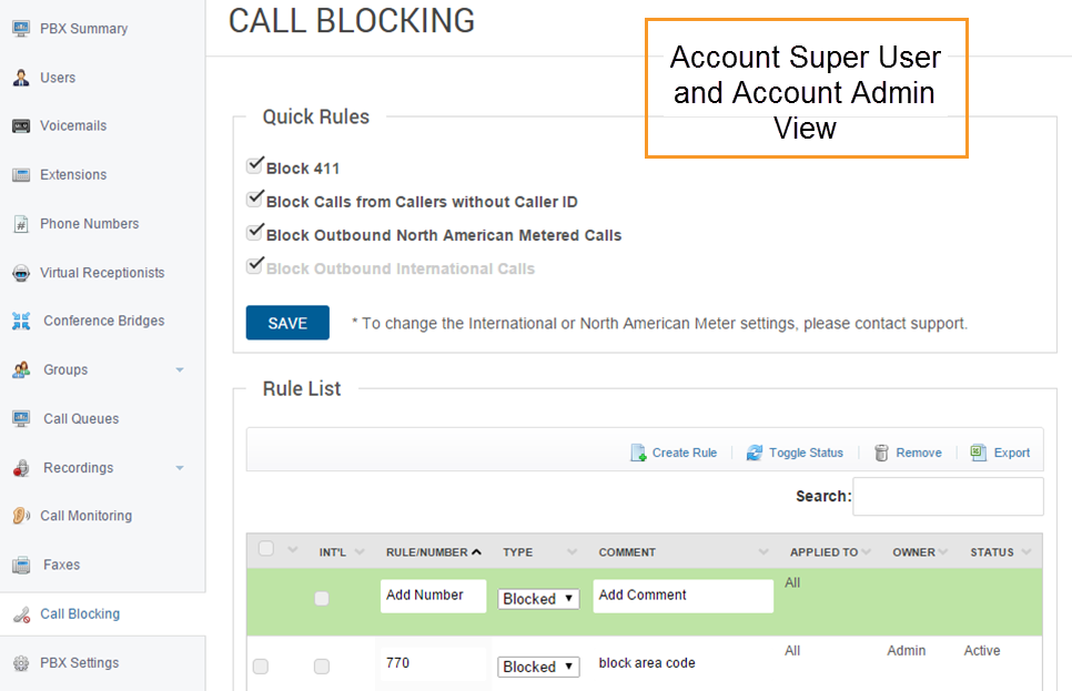 Vonage Business Cloud | Answer | Call Blocking