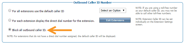 Vonage Business Cloud | Answer | Block Caller ID